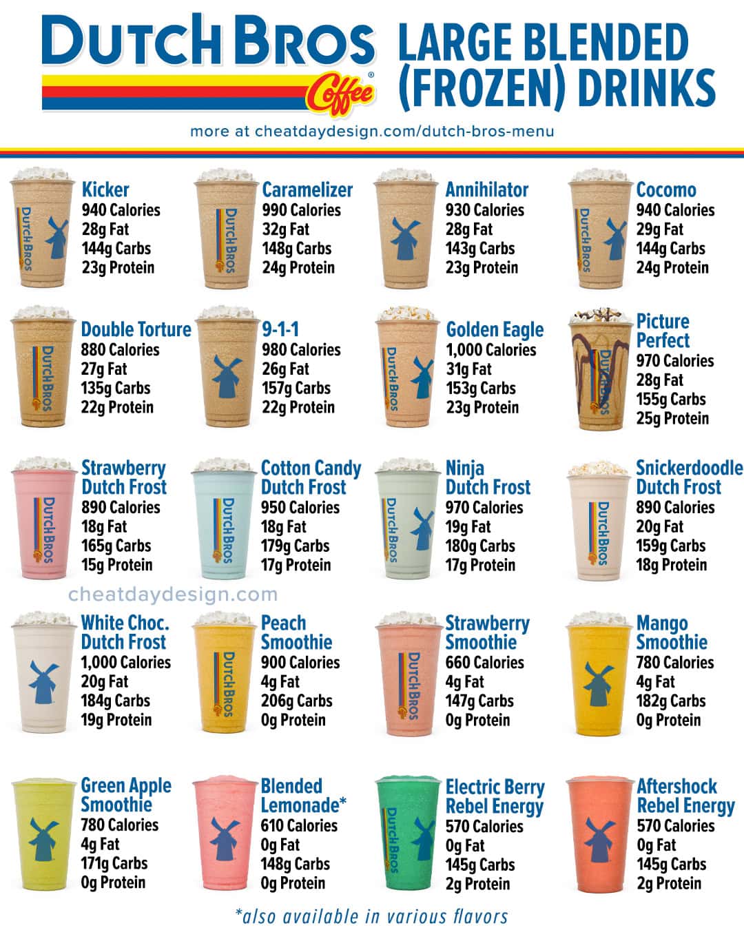Dutch Bros Coffee Calories & Nutrition For Entire Menu