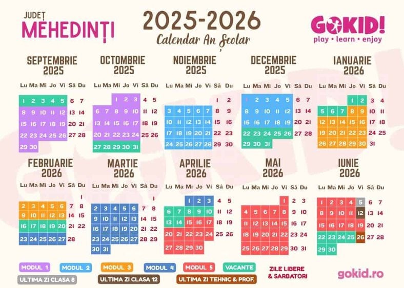 Calendarul Anului Scolar 2025-2026: Format Printabil pe Județe - GOKID!