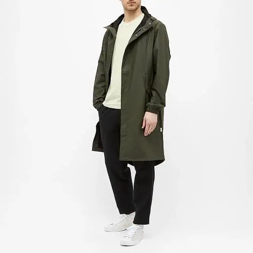 Mens RAINS Fishtail Parka Jacket Raincoat in Green : UK Outlet at SEIKK