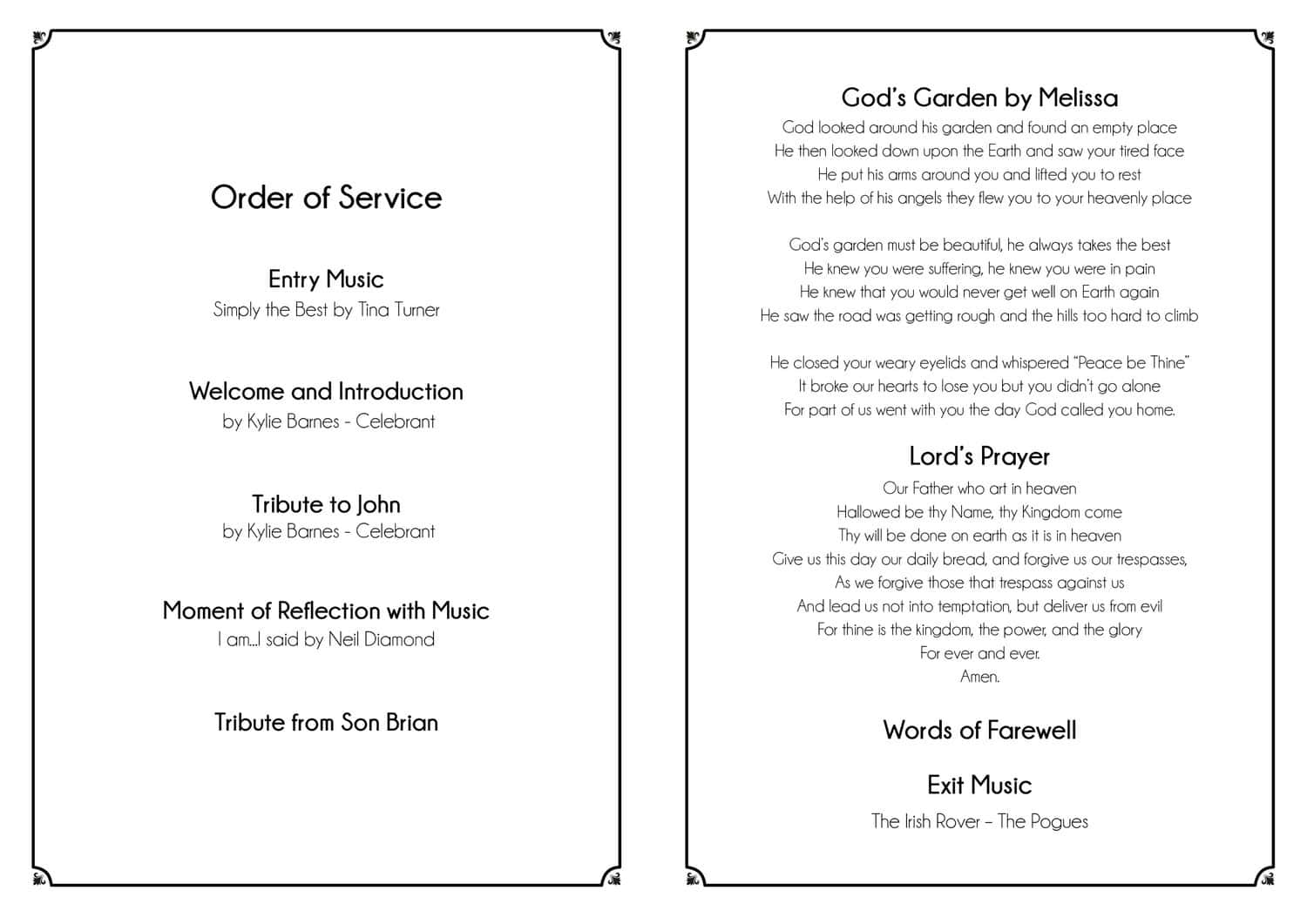 Funeral Order of Service | Free Design Service & Next Day UK Delivery