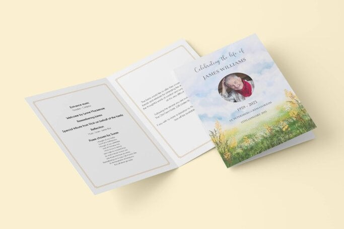 Multicolour floral funeral program booklet 029 - Template Design ...