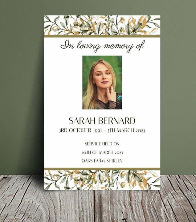 Editable green funeral order of service 025 - Template Design - Funeral ...