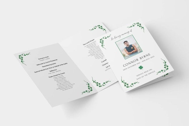 Editable green funeral order of service 025 - Template Design - Funeral ...