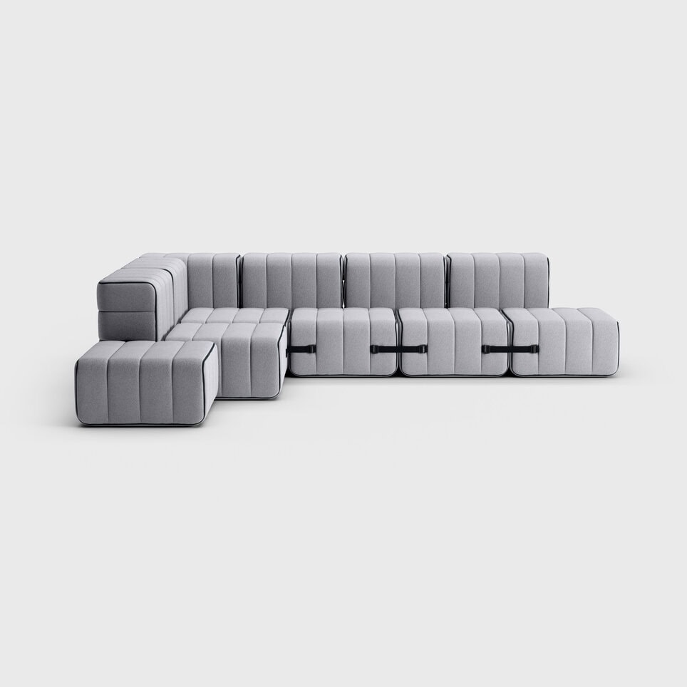 Modular corner sofa in Jet fabric - 12 sofa modules