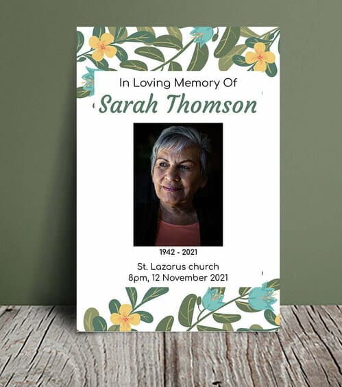 Calming floral funeral order of service 067 - Template Design - Funeral ...