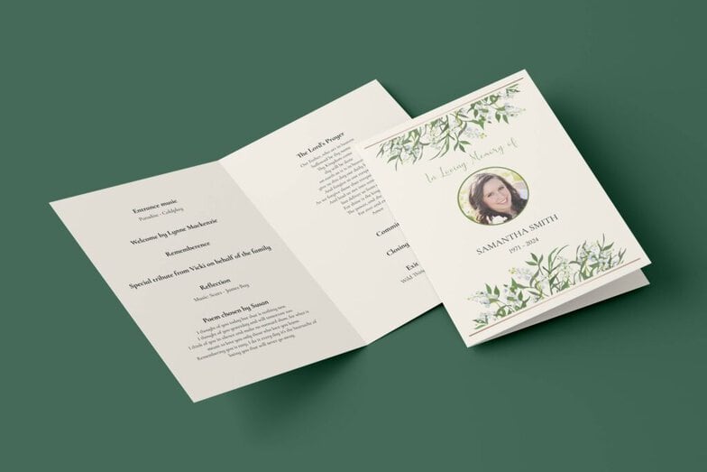 Simple floral order of service 059 - Template Design - Funeral Order Of ...