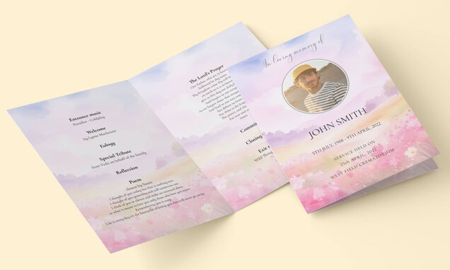 Blue and pink lilies funeral order of service template 115 - Funeral ...