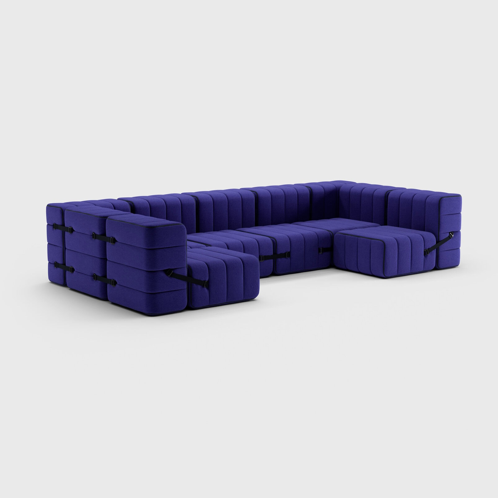 Modular lounge sofa in Jet fabric - 15 sofa modules