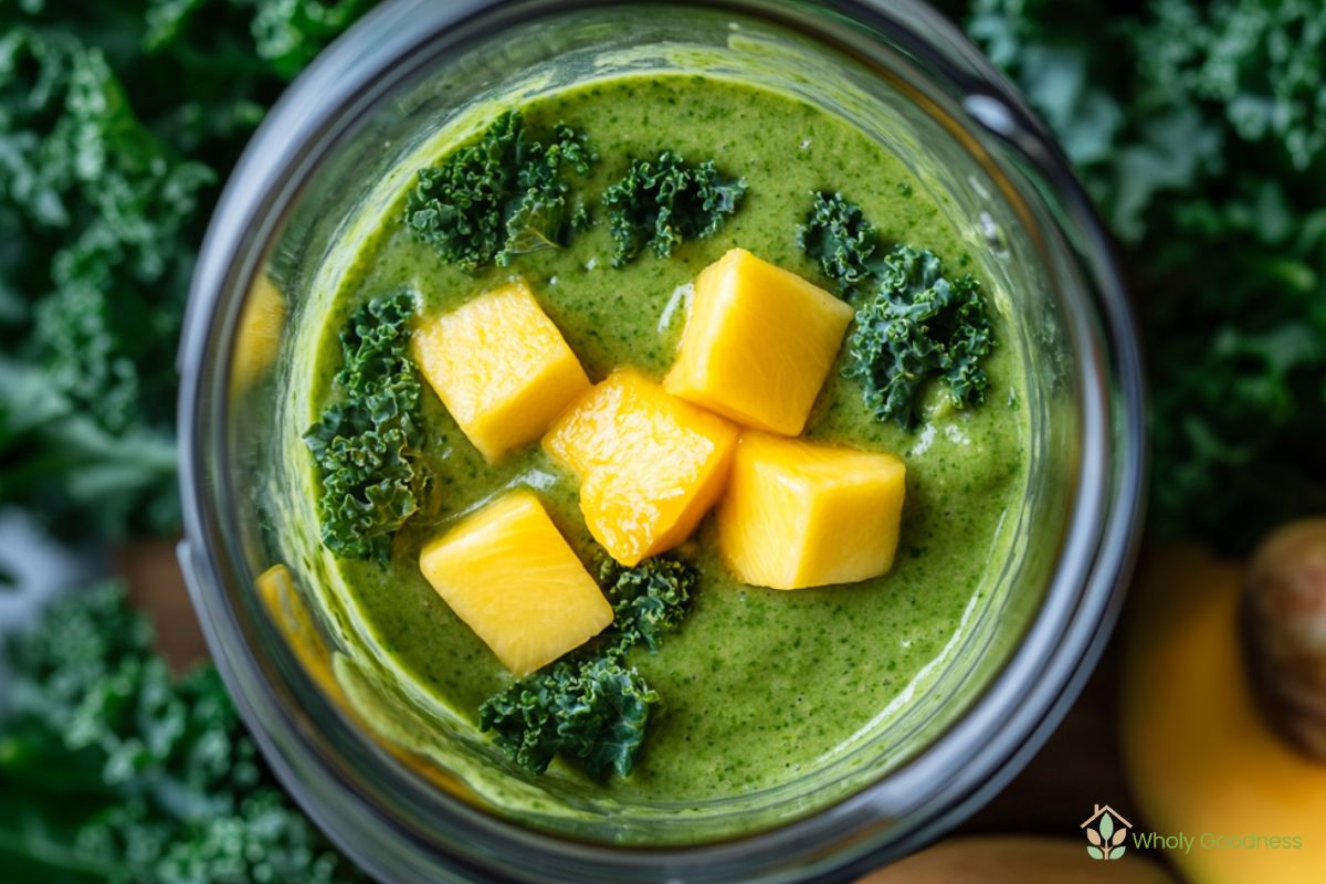 Mango Kale Coconut Smoothie Recipe - Wholy Goodness