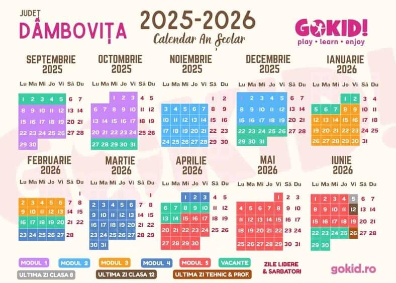 Calendarul Anului Scolar 2025-2026: Format Printabil pe Județe - GOKID!