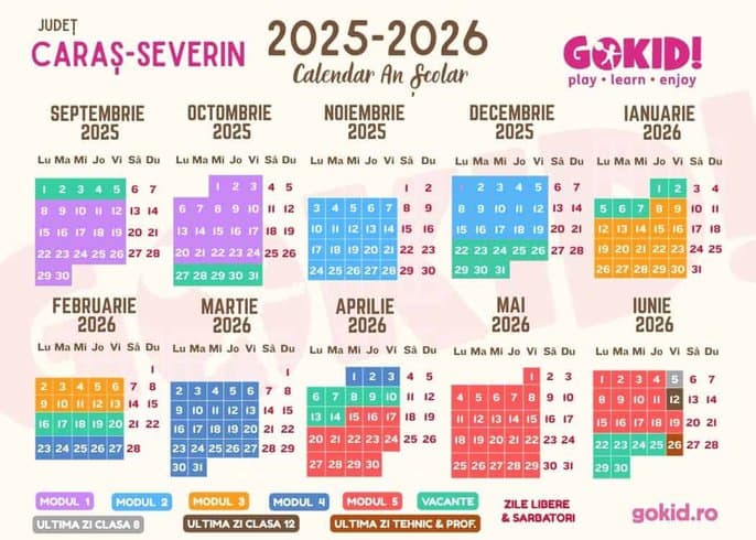 Calendarul Anului Scolar 2025-2026: Format Printabil pe Județe - GOKID!