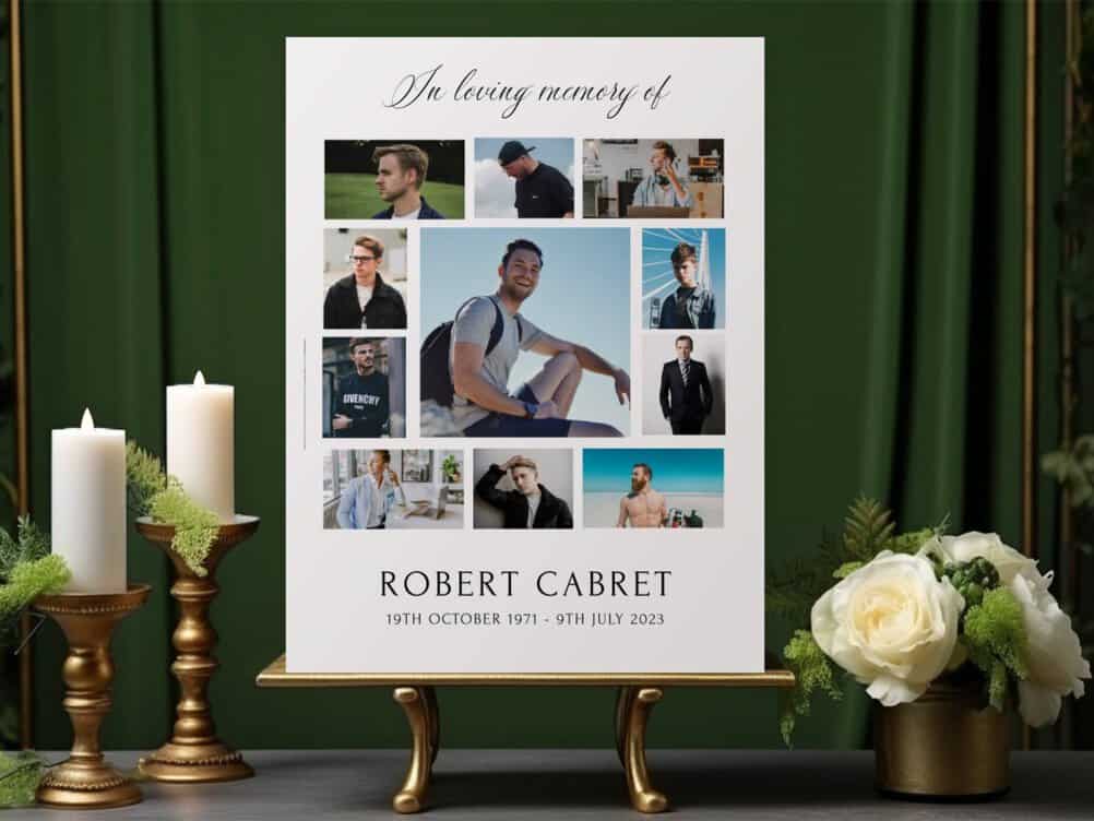 Photo collage funeral memorial sign board - Order Of Service For ...