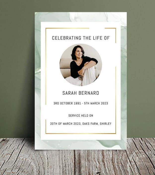 Editable green funeral order of service 025 - Template Design - Funeral ...
