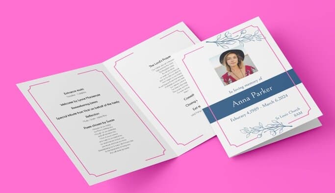 Pink funeral program template 024 - Template Design - Order Of Service ...