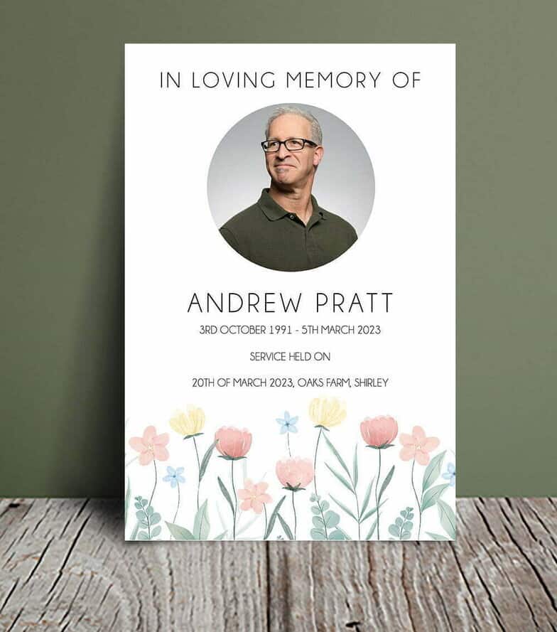 Simple angel wings funeral order of service template 144 - Funeral ...