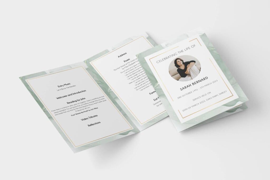 Non-Religious funeral order of service examples