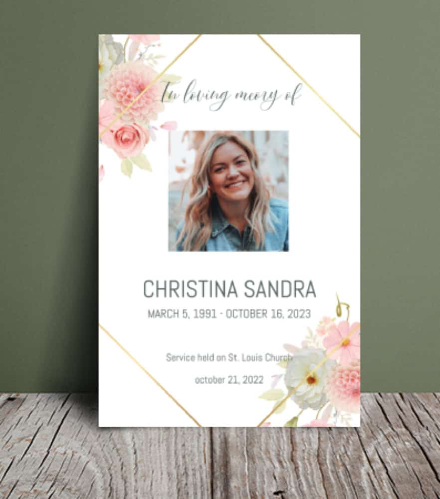 Editable green funeral order of service 025 - Template Design - Funeral ...