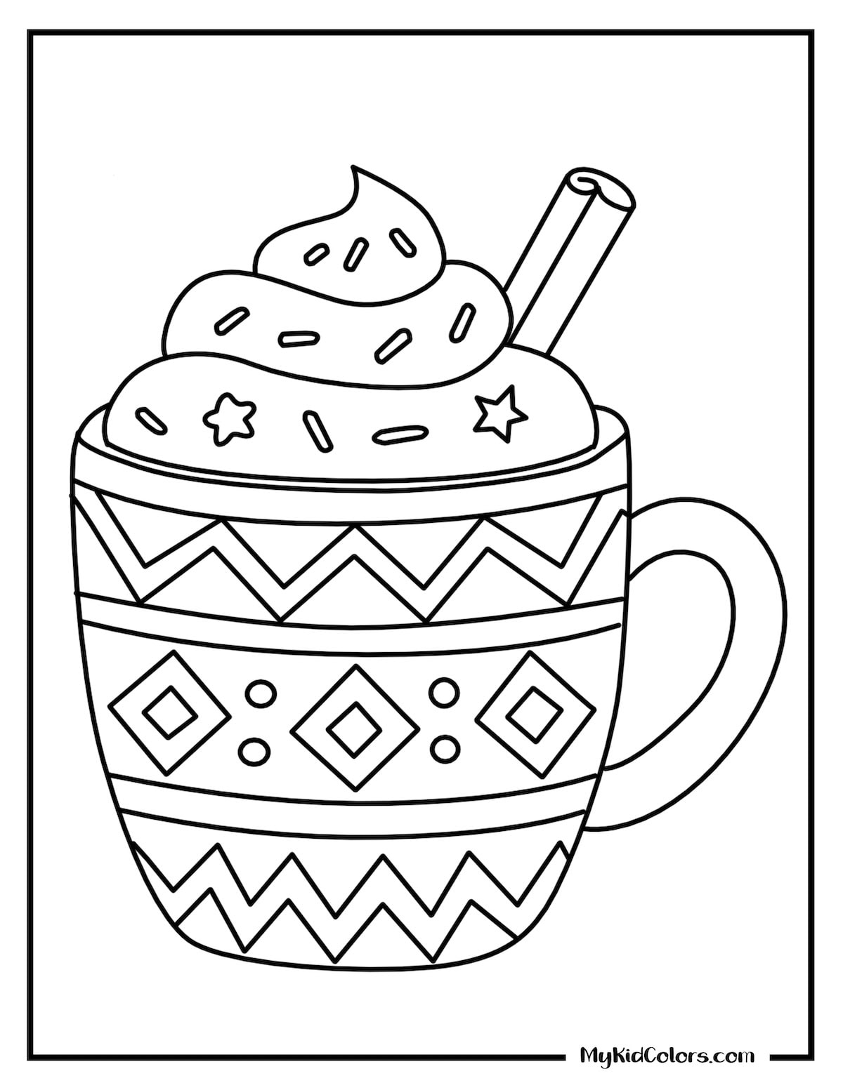 hot chocolate mug coloring page free