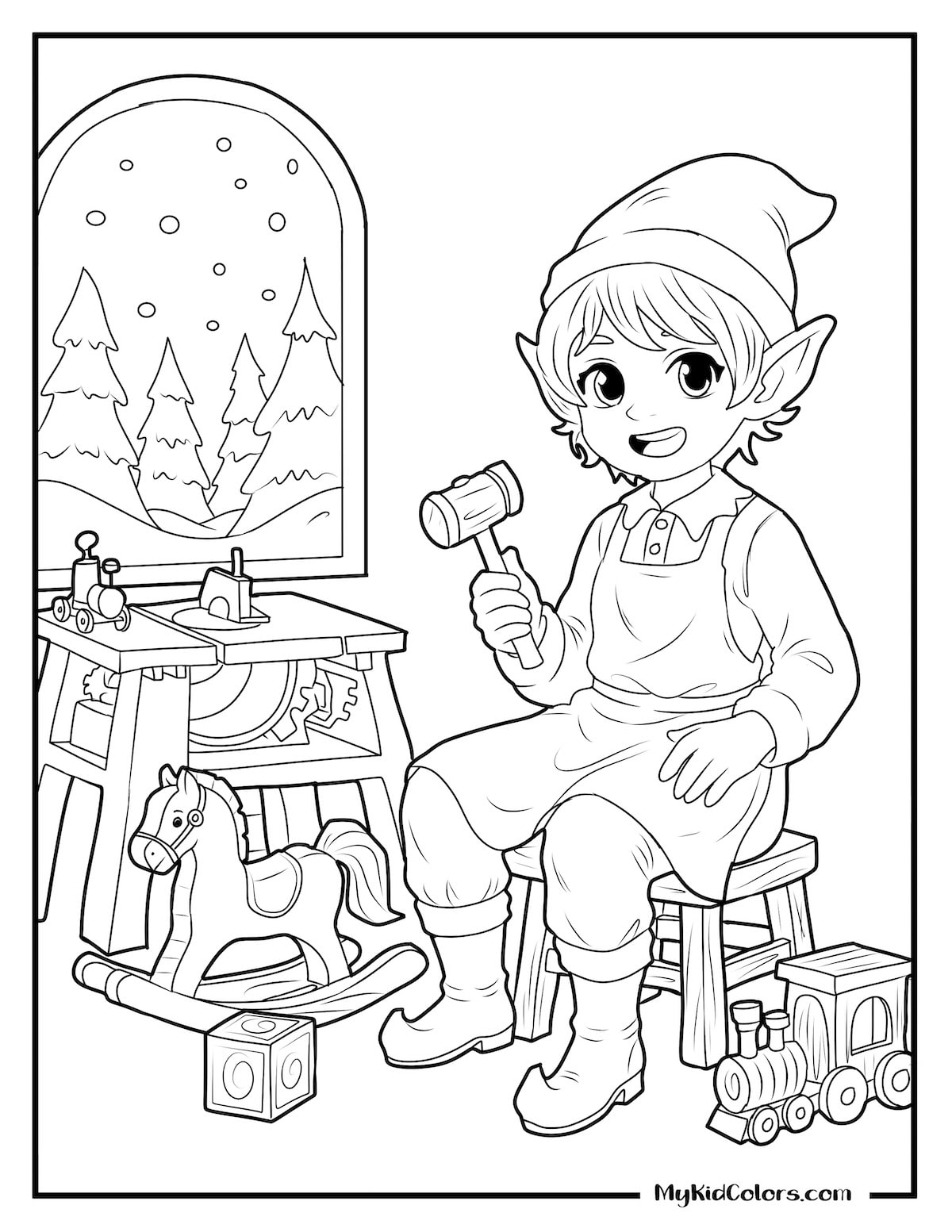 christmas coloring pages elves
