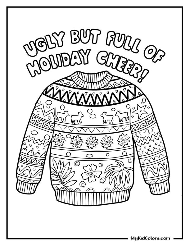 15 Free Ugly Sweater Coloring Page Bundle (Printable PDF)