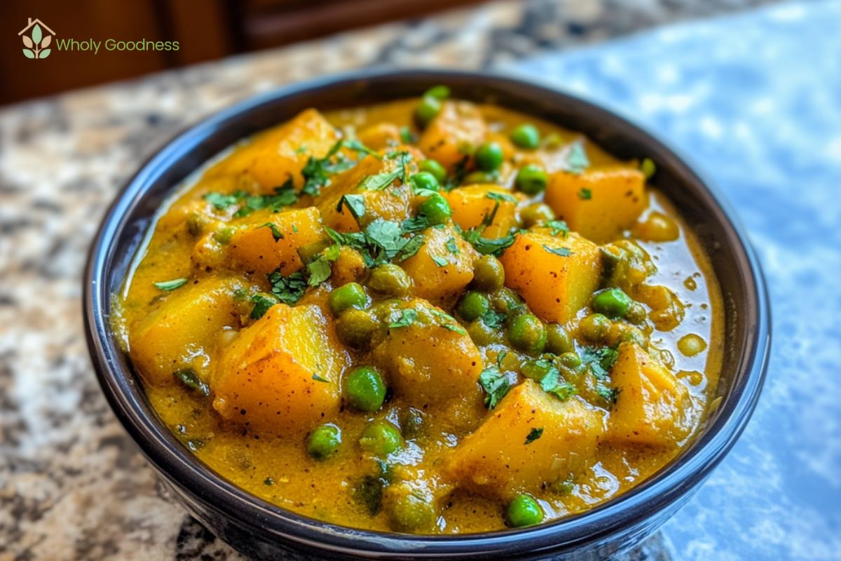 Instant Pot Potato Peas Curry Recipe (Aloo Matar) - Wholy Goodness
