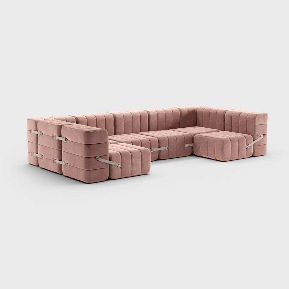 Modular lounge sofa in Barcelona fabric - 15 sofa modules