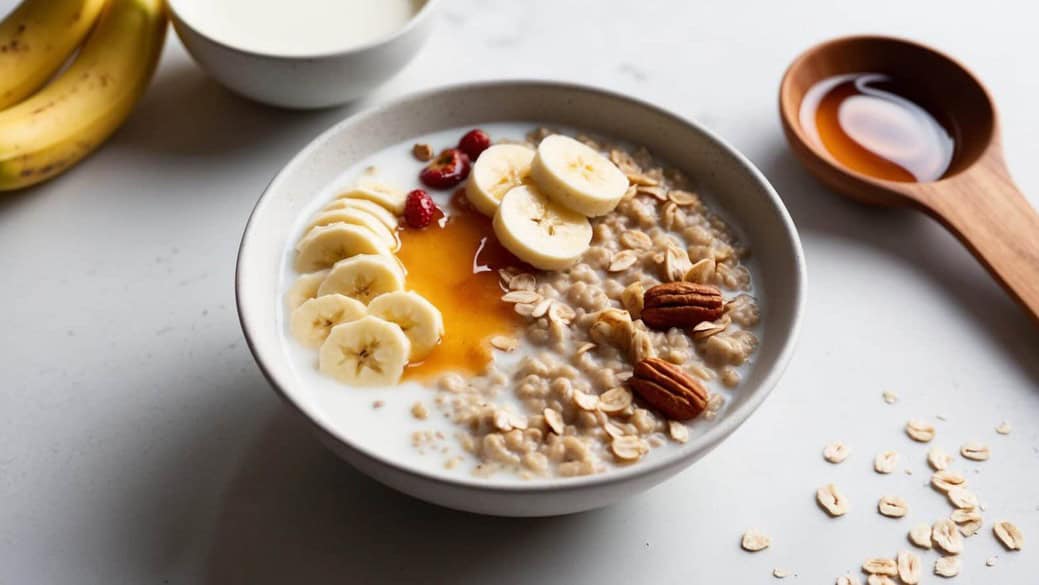 Oatmeal with Sliced Banana, Honey, and Almond Milk | ReallyEats