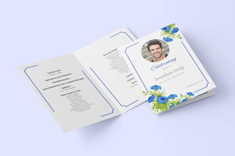 Editable sunflower funeral order of service 108 - Template Design ...