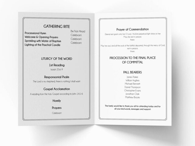 Non-Religious funeral order of service examples