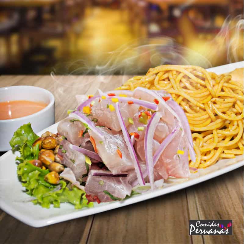 Combinado Peruano - Ceviche - Tallarines Rojos - Papa Huancaina